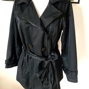 Black Rivet | Jackets & Coats | Black Rivet Belted Black Rain Trench ...